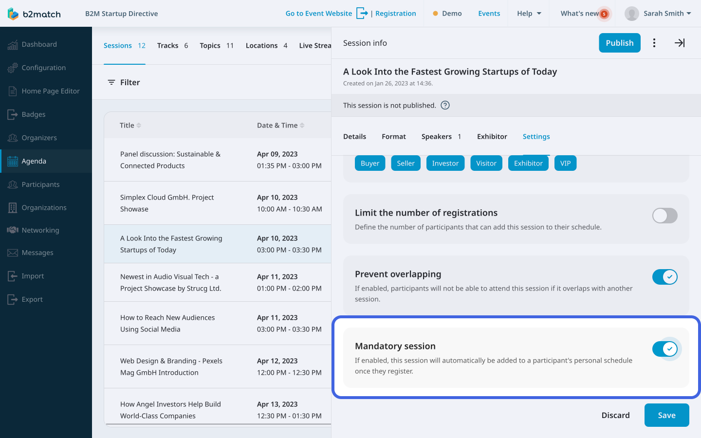 Editing Session Settings