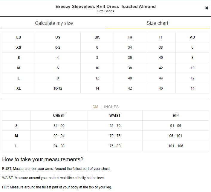 Size selection - how do I know if a product will fit me?